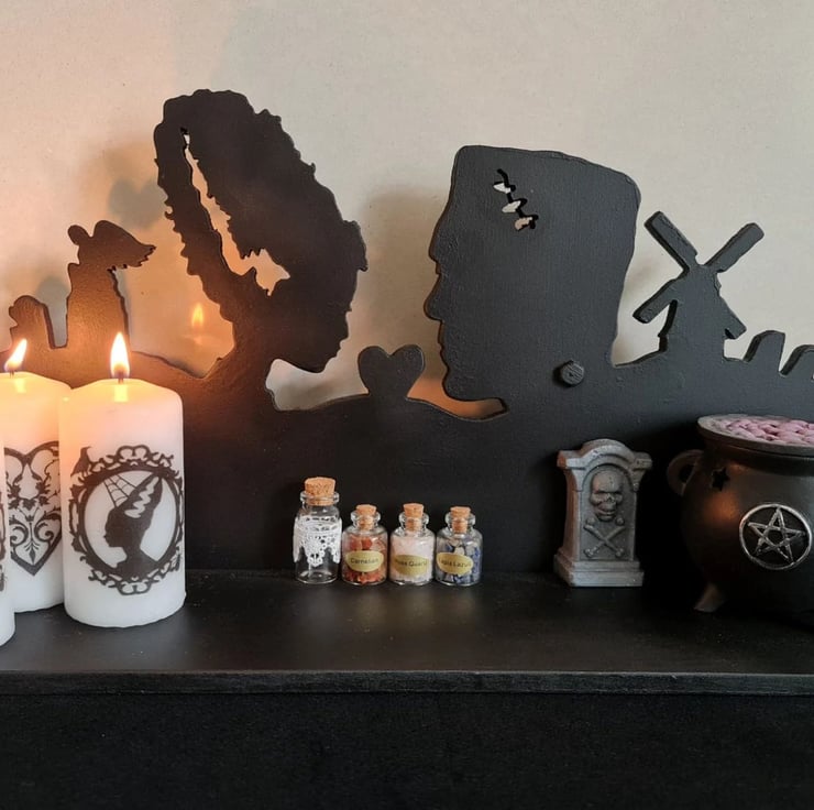 Frankenstein & Bride Shelf - Goth, Gothic, ... - Folksy