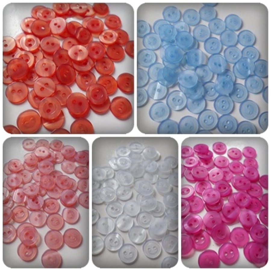 50 x 2-Hole Resin Buttons - Round - 11mm - Mixe... - Folksy