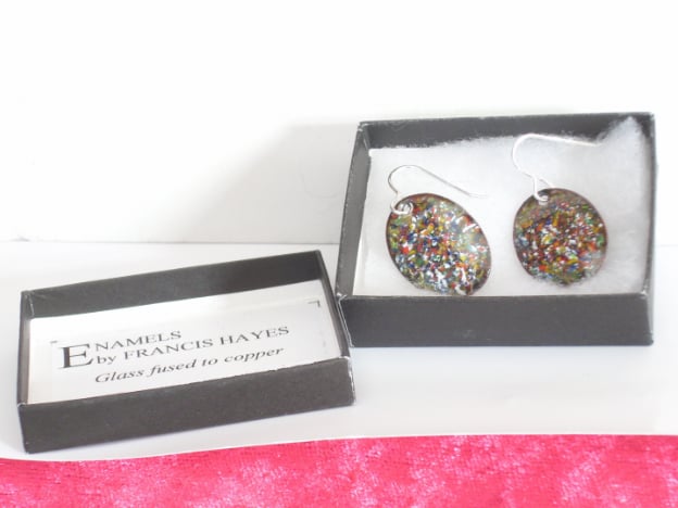 multicolour, enamel chip on clear earrings - ov... - Folksy