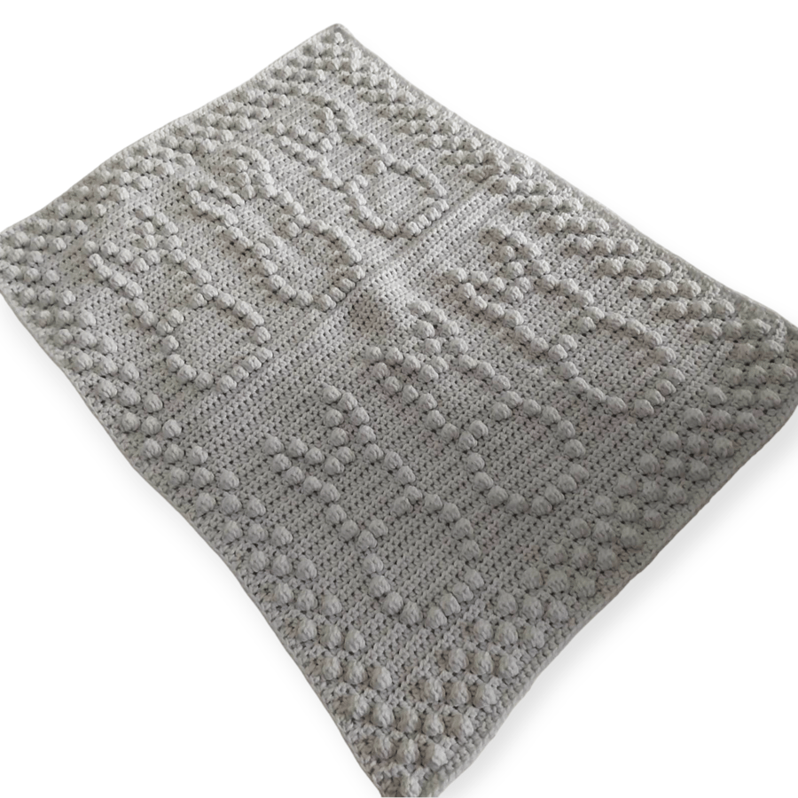 Light Grey Crochet Baby Blanket with Bunny Desi... - Folksy