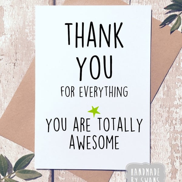 Thank you card, funny thank you card, thanks, t... - Folksy