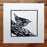 Wren - linocut print of a jenny wren - Folksy
