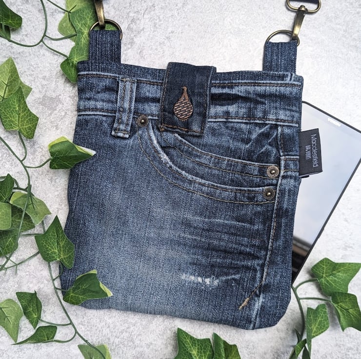Denim Bag - Grungy Denim Mini Cross Body Crosso... - Folksy