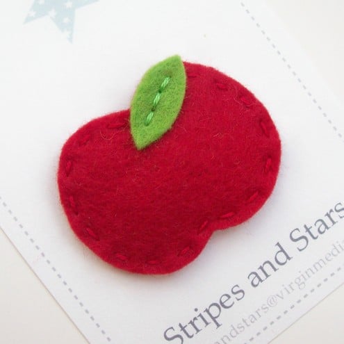 Apple Felt Hair Clip - Folksy