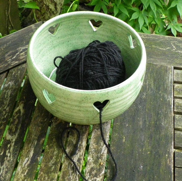 Knitting or crochet yarn or wool bowl handthrown - Folksy