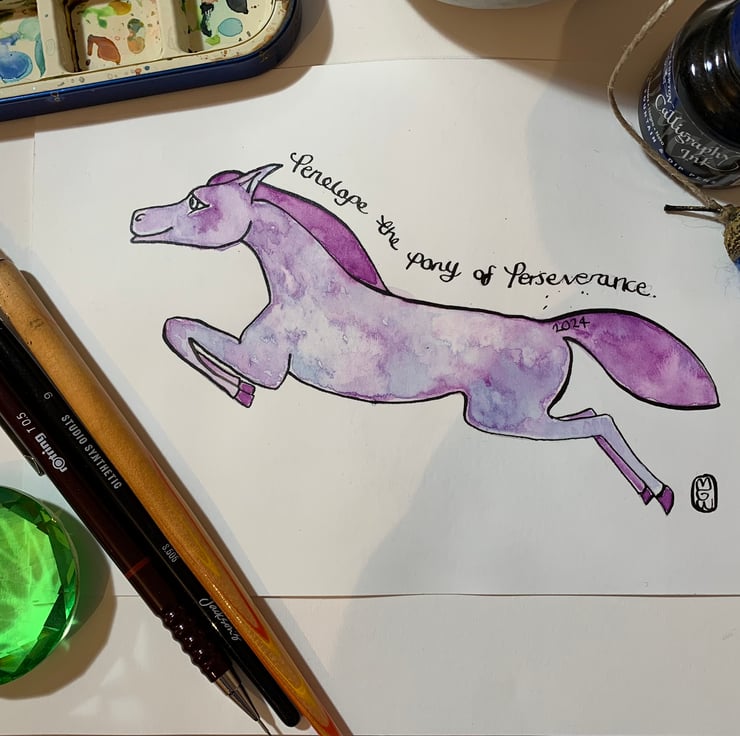 Penelope the Pony of Perseverance - POSTCARD - Folksy
