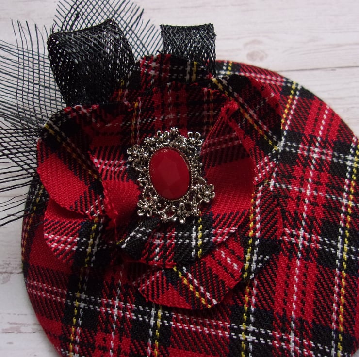 Royal Stewart Red Tartan Cocktail Fascinator Hat - Folksy