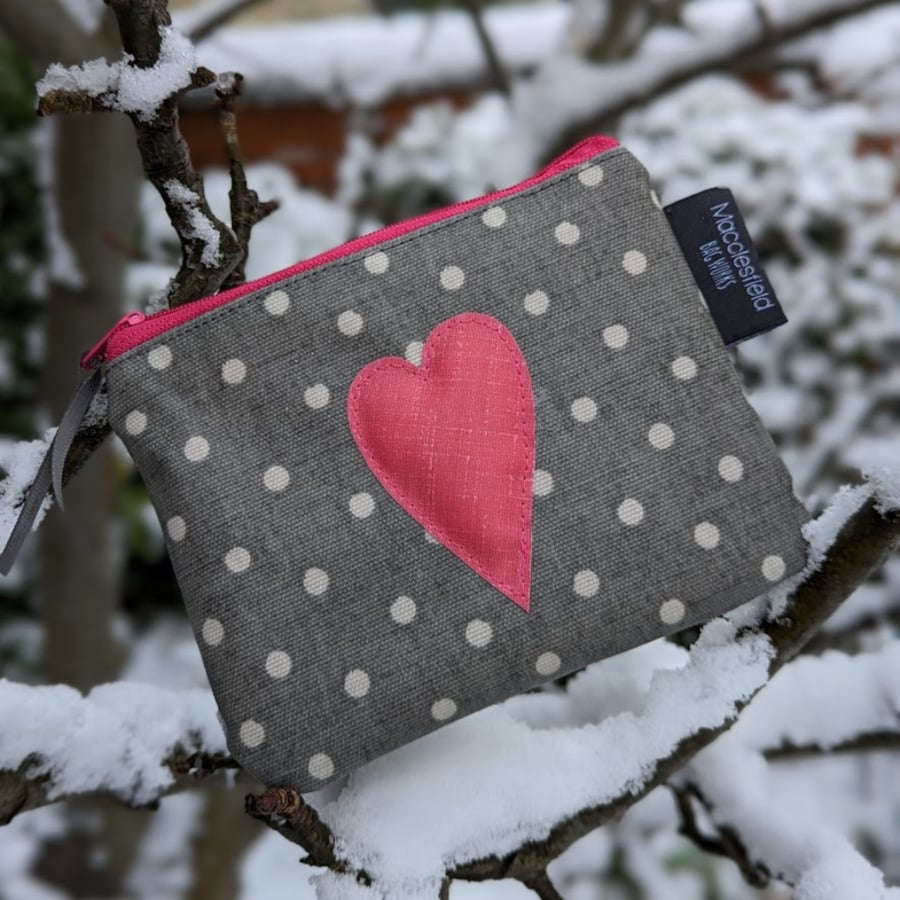Polka Dot and Heart Motif Oilcloth Purse or Sma... - Folksy
