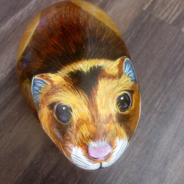 Hamster hand painted rock pet - Folksy