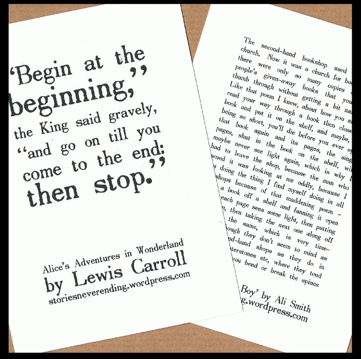 SET OF 4 x bookish quotation flat notecards (bl... - Folksy