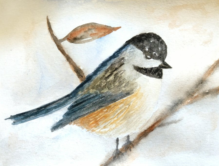 Bird on tree branch painting, Original watercol... - Folksy