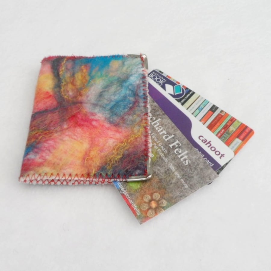 Multicoloured hand felted card wallet for credi... - Folksy