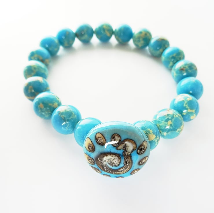 SALE!!! Impression Jasper Bracelet,Turquoise Br... - Folksy