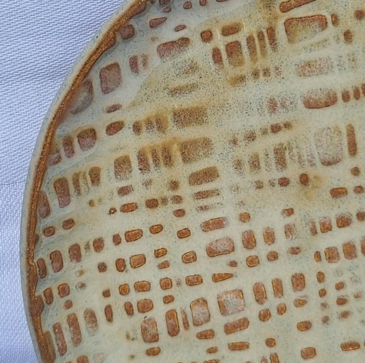 Small textured Handcrafted ceramic plate featur... - Folksy
