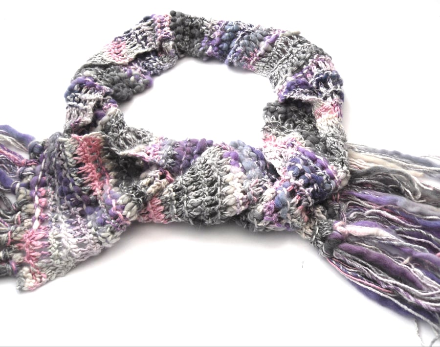 Fringed bamboo wool neck scarf - Folksy