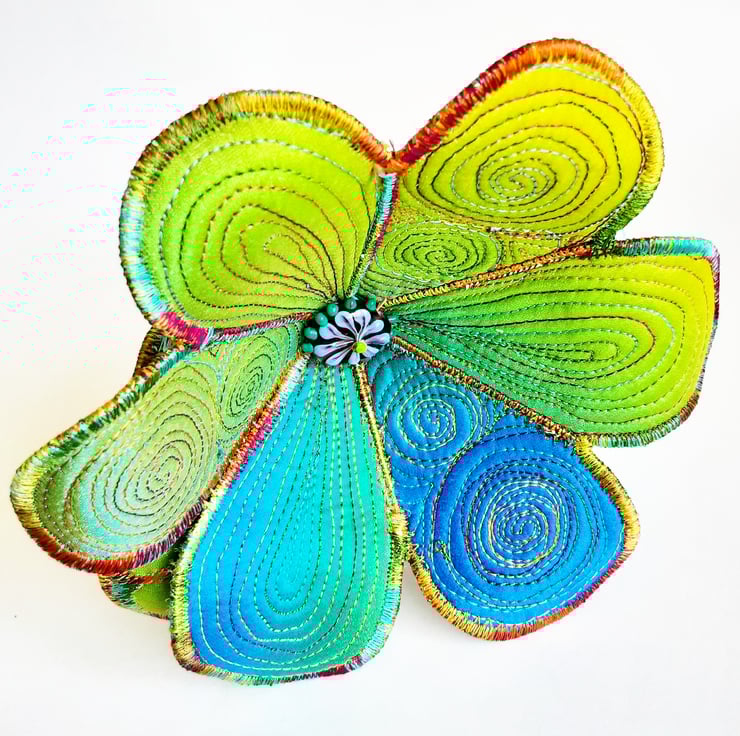 Rainbow Textile Art Flower - Folksy