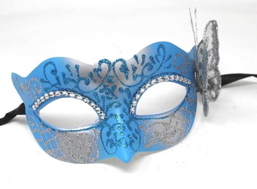 Turquoise & Silver Venetian Masquerade Mask... - Folksy