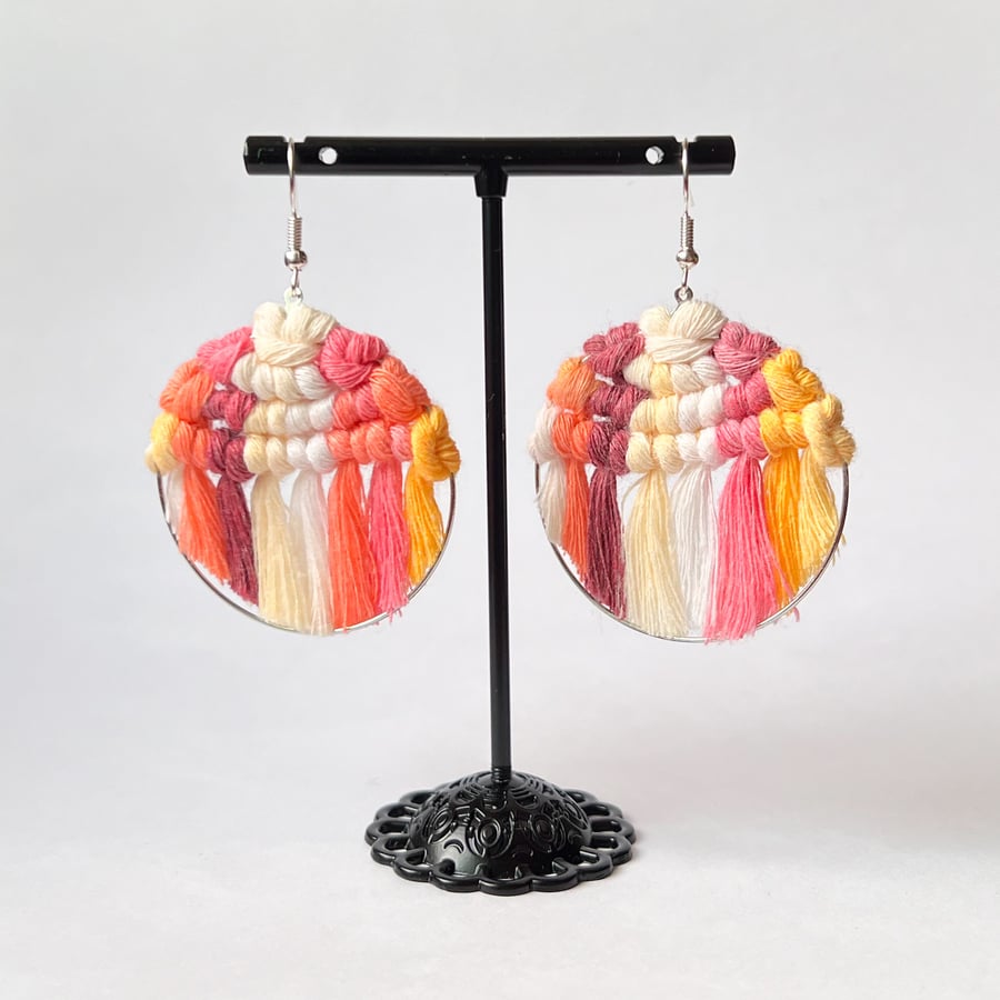 Earrings Macrame Hoop - Sunrise FREE UK P&P - Folksy