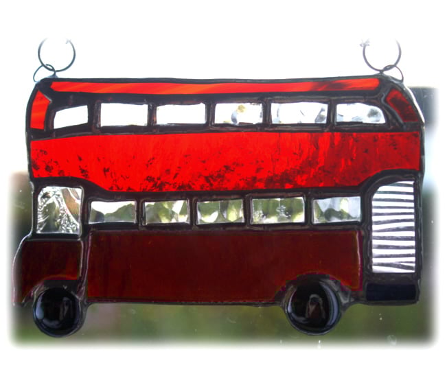 Double Decker Bus Suncatcher Stained Glass Red ... - Folksy
