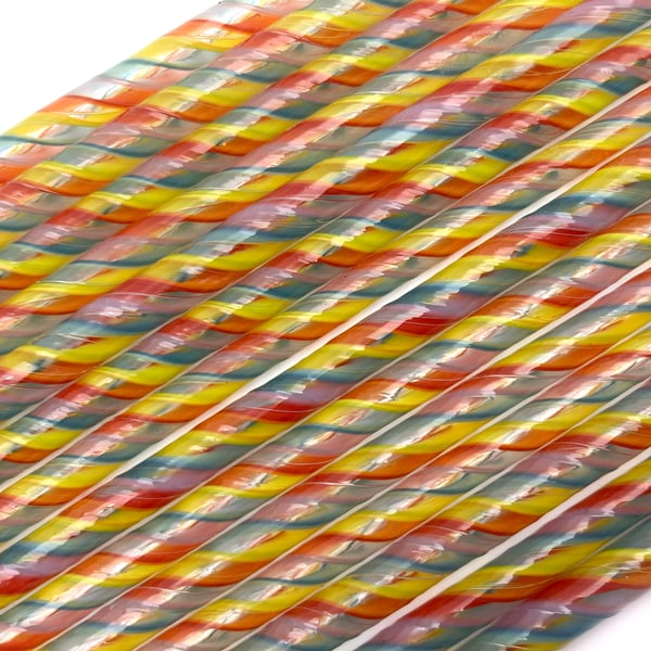 Twisted cane 12cm lacy Rainbow pack Bullseye 90... - Folksy