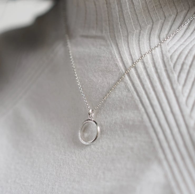 Crescent Moon Silver Circle Necklace, Sterling ... - Folksy
