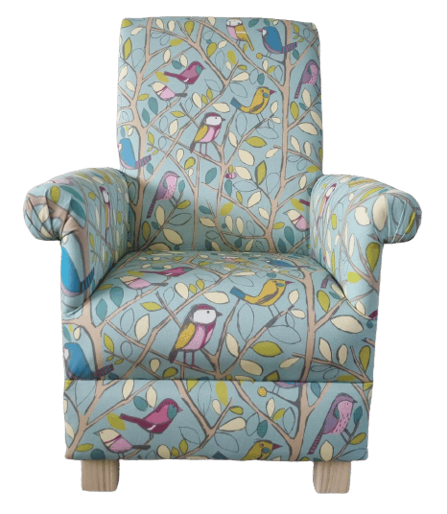 Tweety Birds Fabric Adult Chair Duck Egg Armcha... - Folksy