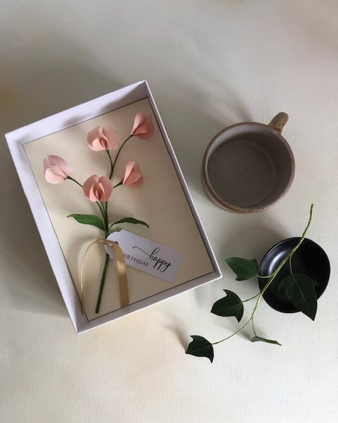 Paper flower gift box - peach sweet pea - Folksy