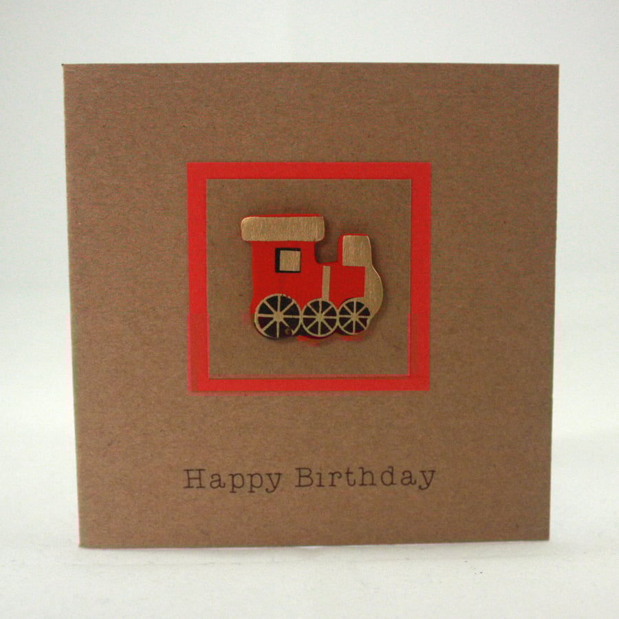 Handmade birthday card - little red train - Folksy