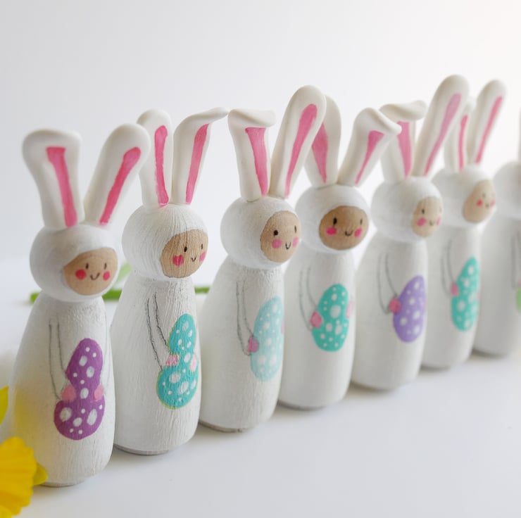 Easter Bunny Peg Dolls - Folksy