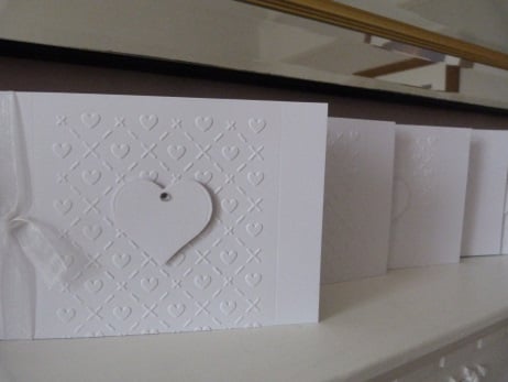 Pack of 5 Blank White Heart Cards - Folksy