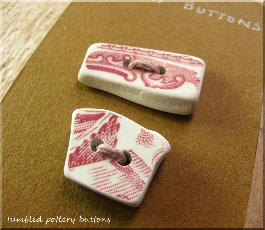 Home tumbled pottery buttons - Folksy
