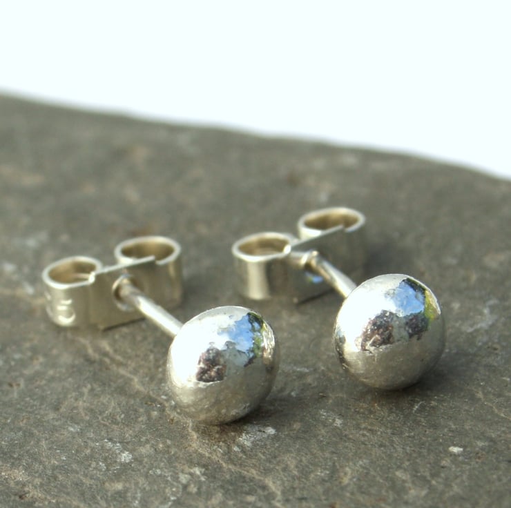 sterling silver nugget studs , small studs - Folksy