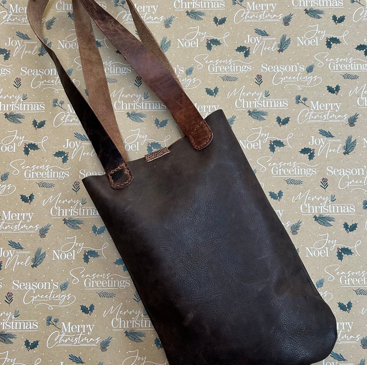 Star tote bag in brown leather - Folksy