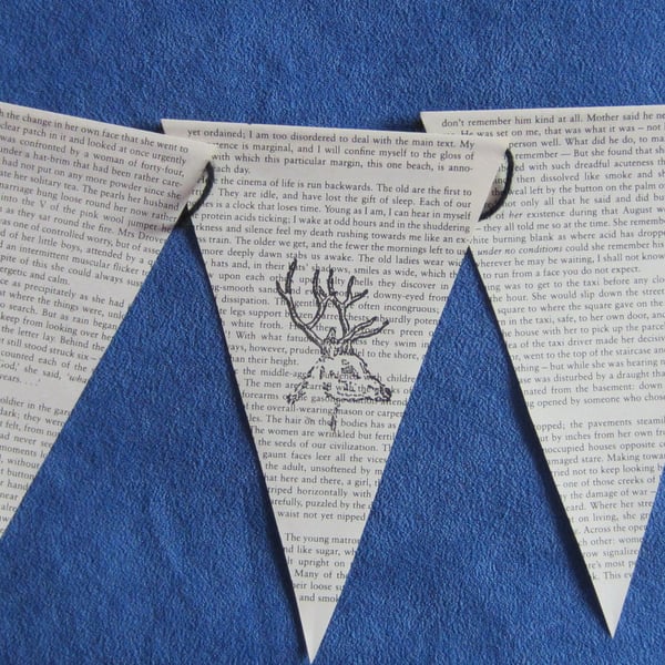 Stag Paper Book Pages Bunting - Folksy