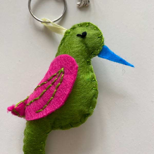 Felt bird keychain - Folksy