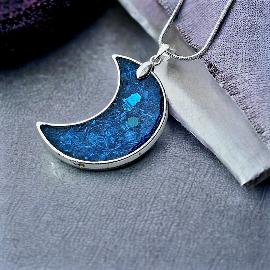 Ocean Plastic Moon Pendant Blue - Folksy
