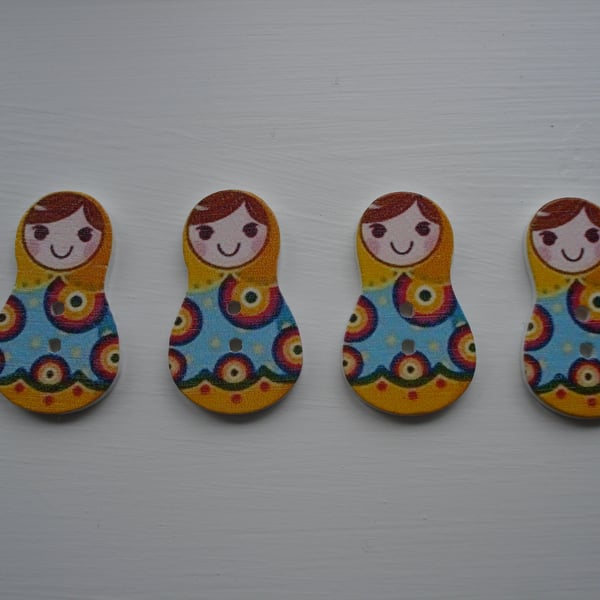 4 Russian Doll Buttons - Folksy