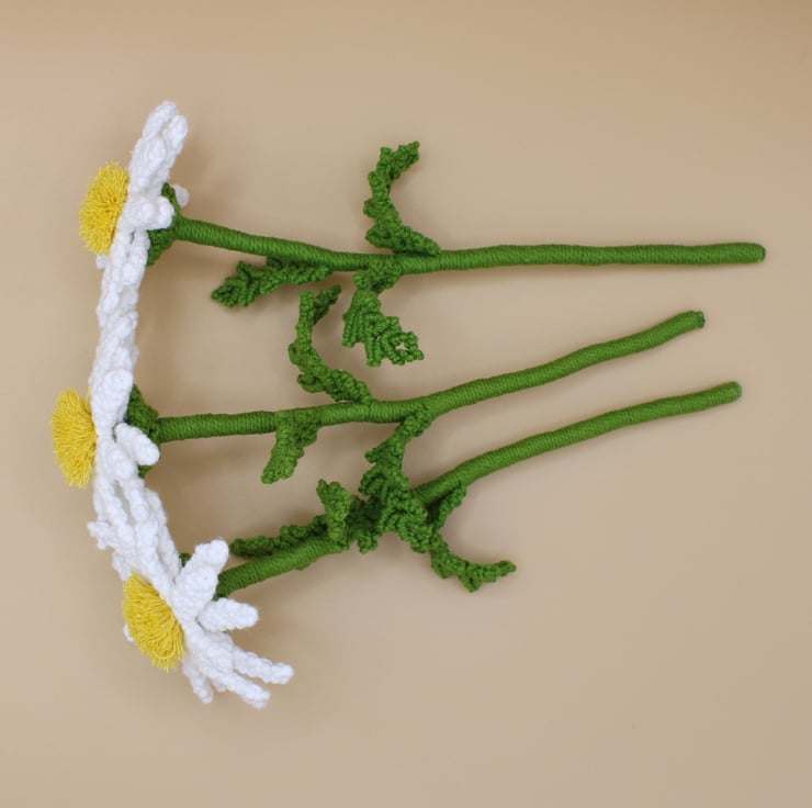 Vase of Macrame daisy flowers - textile flowers... - Folksy