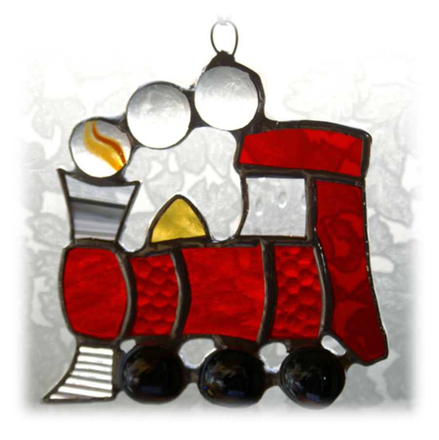 Steam Train Suncatcher Stained Glass Red Handma... - Folksy