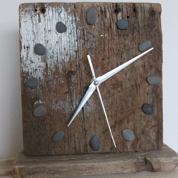 Driftwood & Beach Pebble free standing clock - Folksy