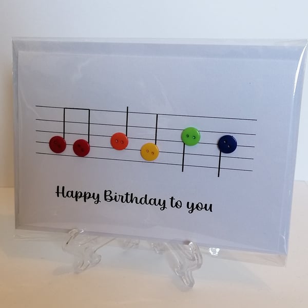 Happy Birthday musical button notes greetings c... - Folksy