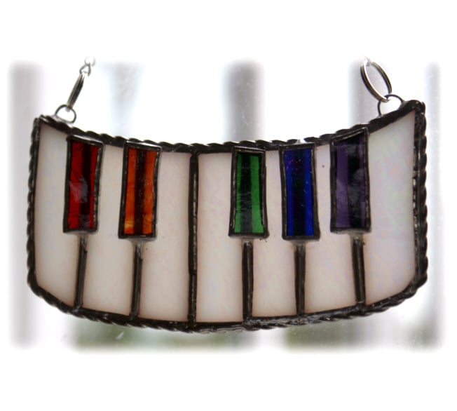 Piano Suncatcher Stained Glass Keyboard Keys M... - Folksy