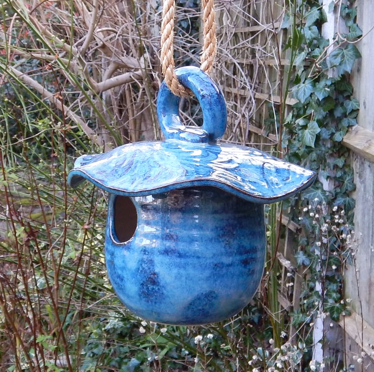 Bird house, nesting box or feeder hand thrown s... - Folksy
