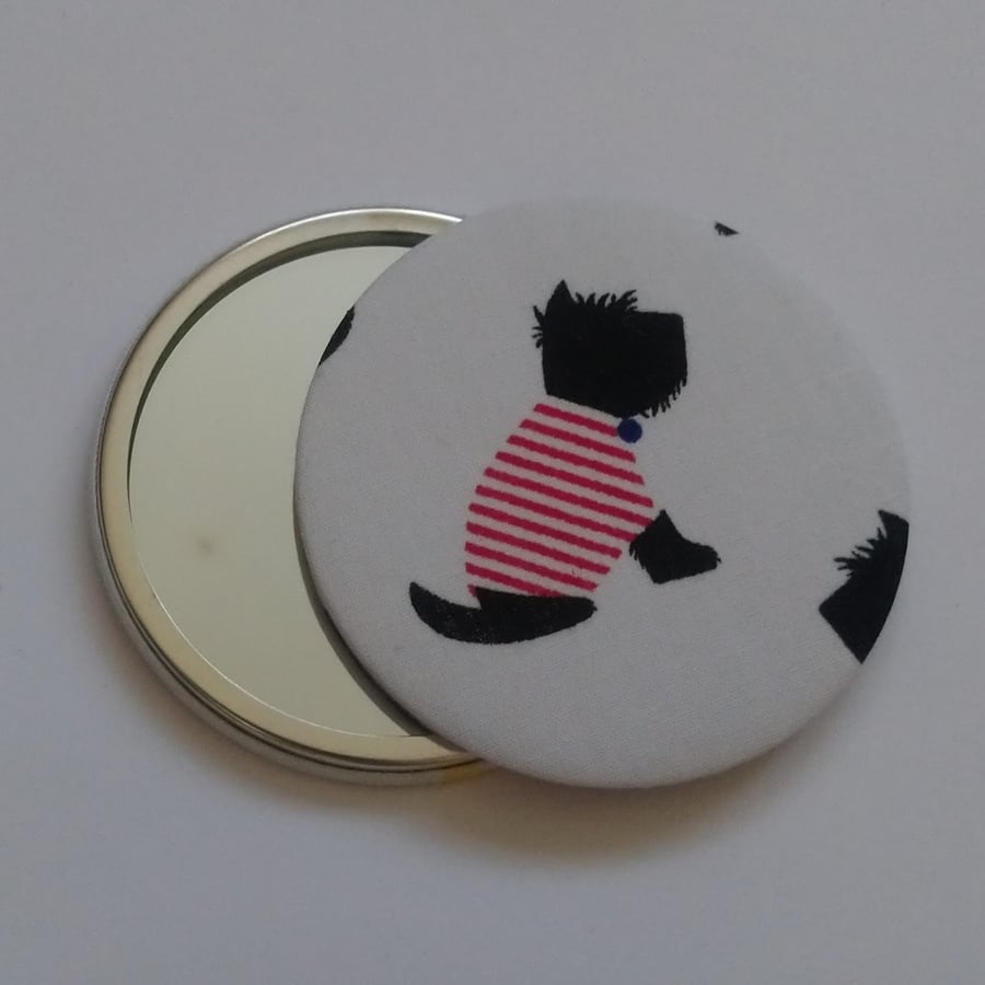 Dog Design Fabric Backed Pocket Mirror - Folksy