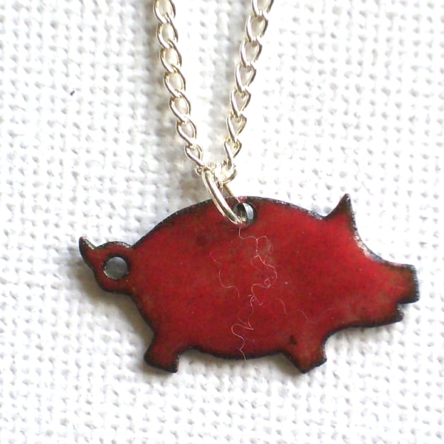 Small pig pendant - Folksy