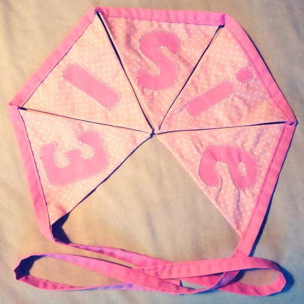 Handmade personalised name bunting polka dot pink - Folksy