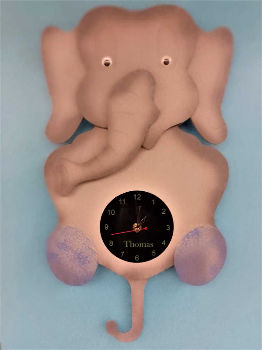 Elephant Children's Wall Clock - Folksy