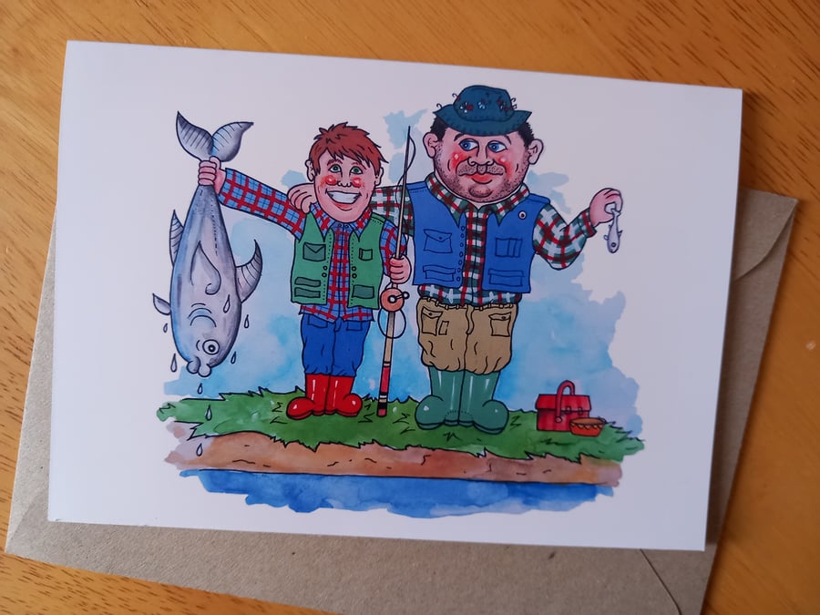 Catch Of The Day Greeting Card - Fishing - Folksy