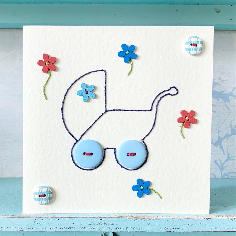 Hand Sewn New Baby Card. Baby Shower Card. New ... - Folksy