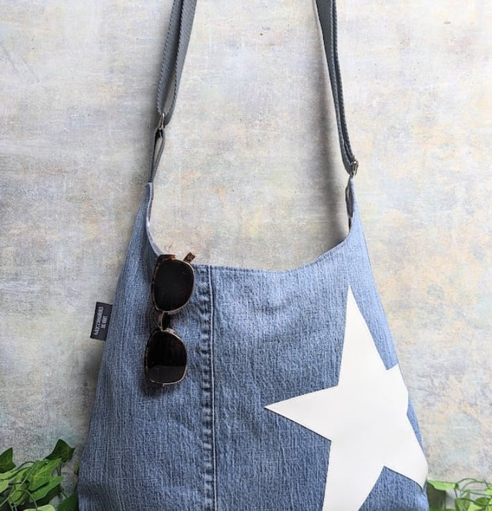 Denim Bag - Pale Denim Jeans Cross Body Bag wit... - Folksy